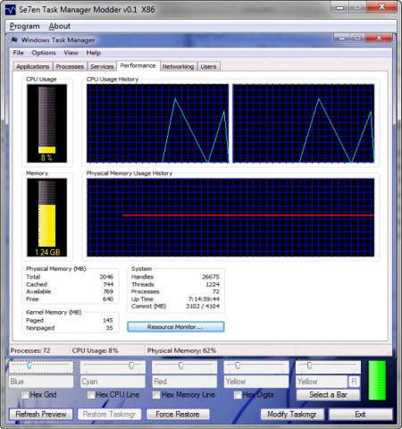 Customize the colors of Windows task manager